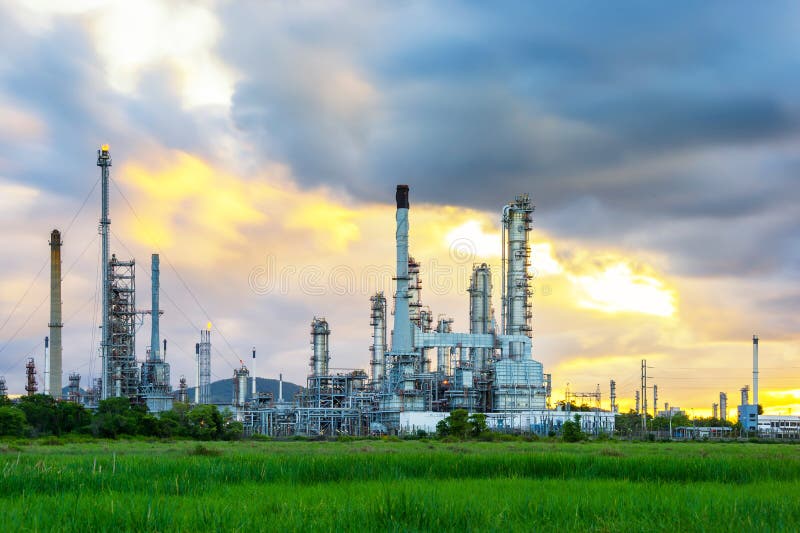 Refinery stock photo. Image of business, chimney, lighting - 42985582
