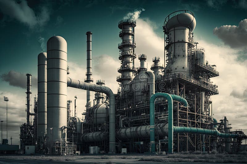 Refinery, Processing Oil into Gasoline and Other Products Stock ...