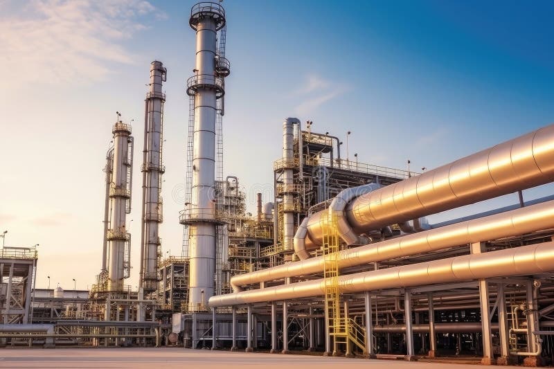 Refinery, with Conveyor Belt and Piping System for Processing Petroleum ...