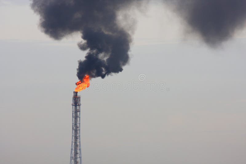 Refinery fire gas torch stock photo. Image of fossil - 25556688