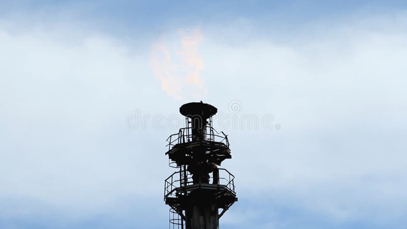 Refinery Fire Gas Torch Over Sky Stock Footage - Video of natural ...