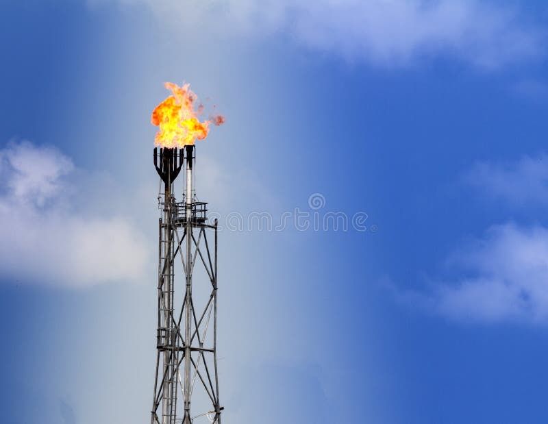 Refinery fire gas torch stock image. Image of energy - 35768309