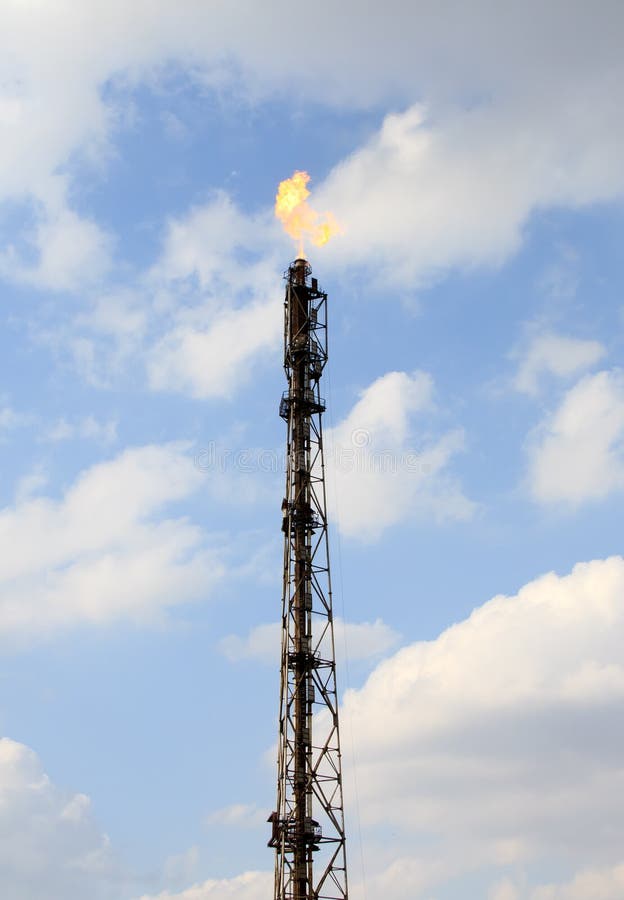 Refinery fire gas torch stock image. Image of oilfield - 83939867