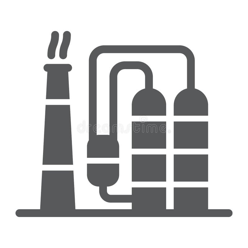 Refinery Thin Line Icon, Fuel and Plant, Oil Factory Sign, Vector ...