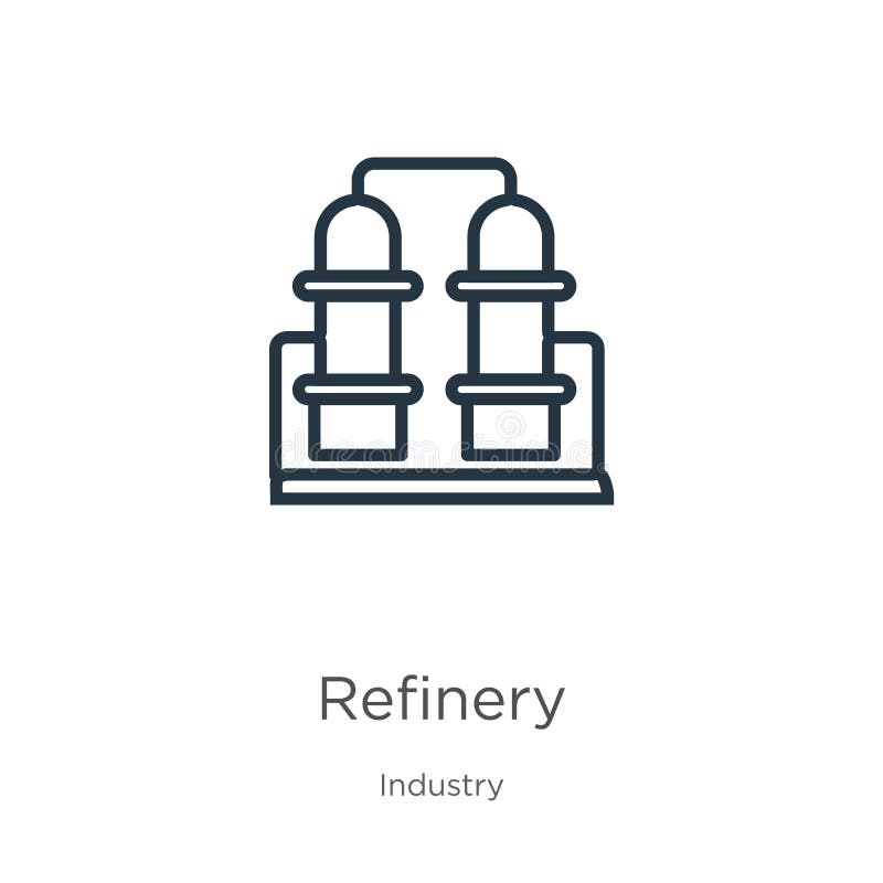Refinery Thin Line Icon, Fuel and Plant, Oil Factory Sign, Vector ...