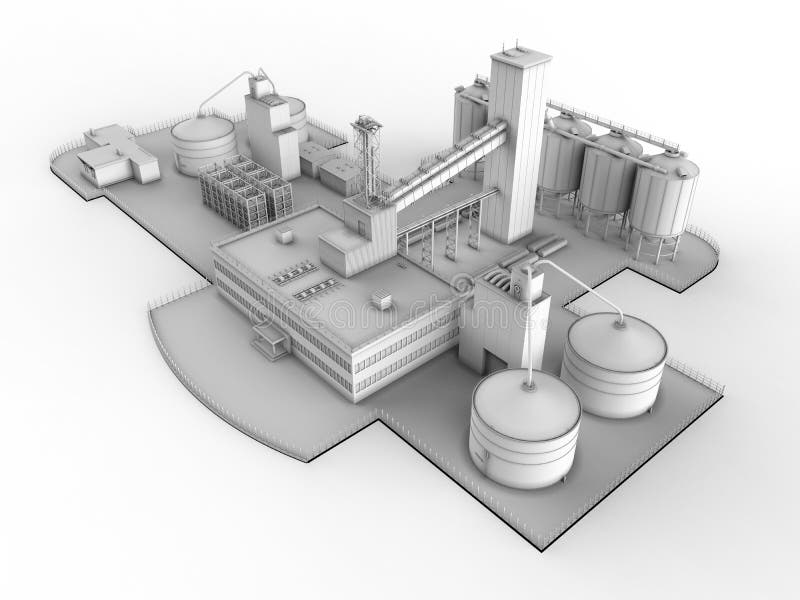 Oil refinery illustration stock illustration. Illustration of render ...