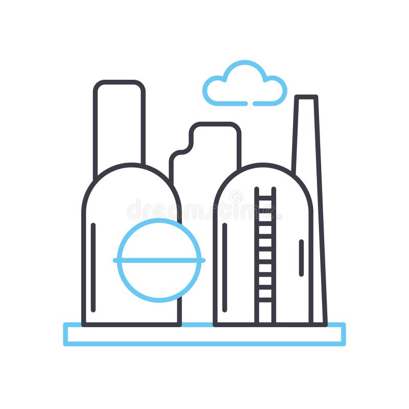 Refinery Line Icon, Outline Symbol, Vector Illustration, Concept Sign ...