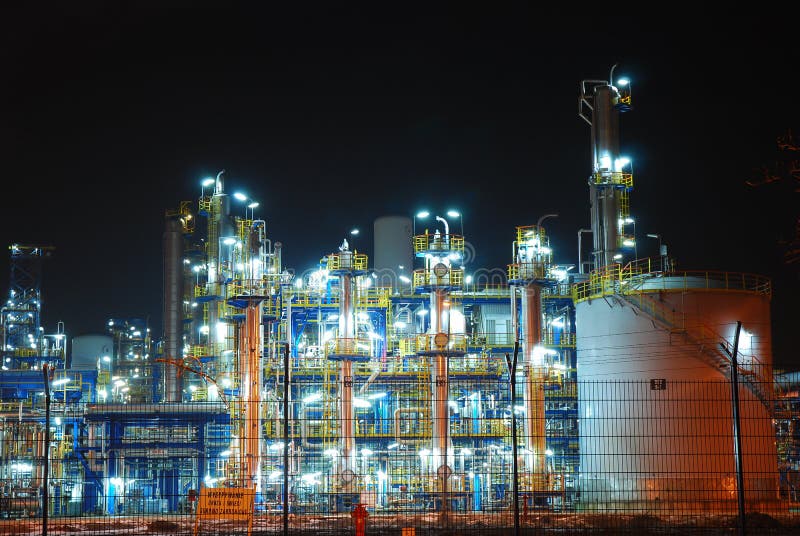 Refinery at night stock photo. Image of fumes, tank, occupation - 1856978