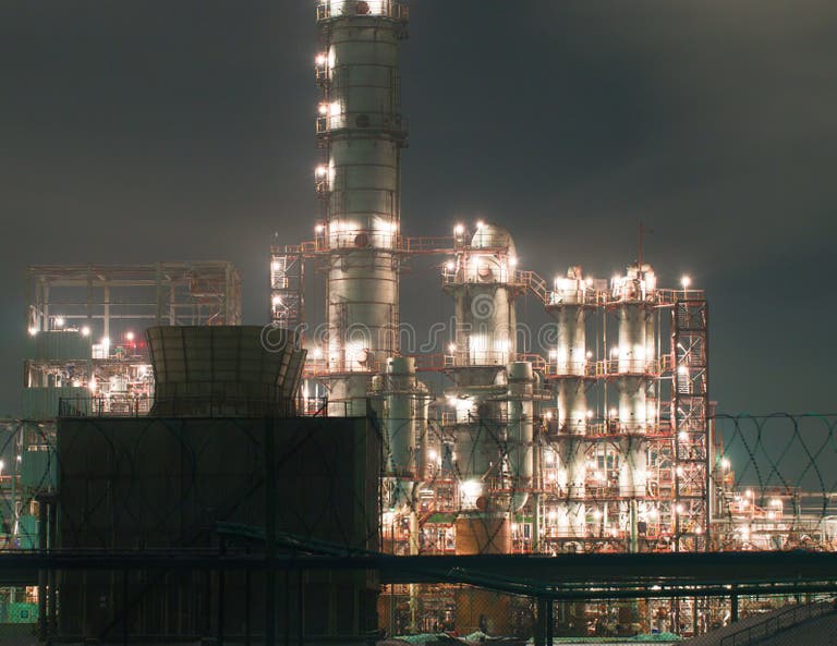 Refinery at night stock photo. Image of fume, industry - 23060330