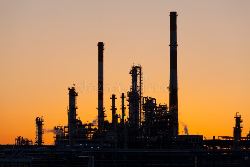 Refinery at Night. Industrial View. Stock Photo - Image of industrial ...