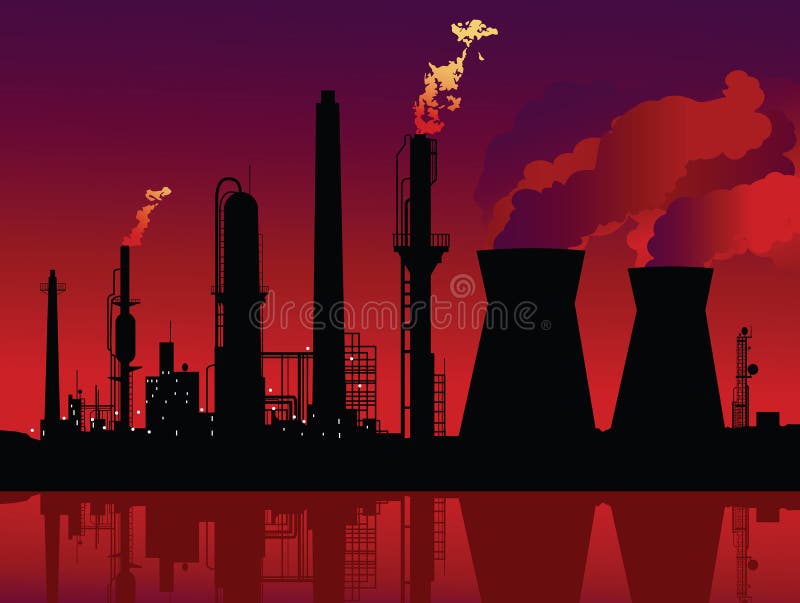 Refinery and a Nuclear Plant Stock Vector - Illustration of power ...
