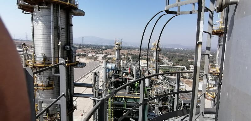 Refinery Oil Gas Tower Process Stock Image - Image of tower, process ...