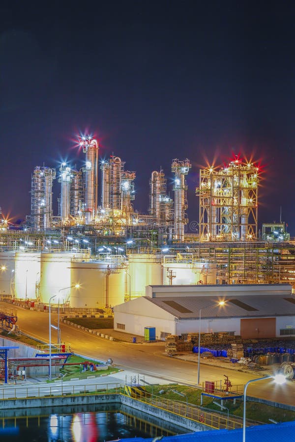 Refinery Plant with Beautiful Lighting on Structure Stock Photo - Image ...