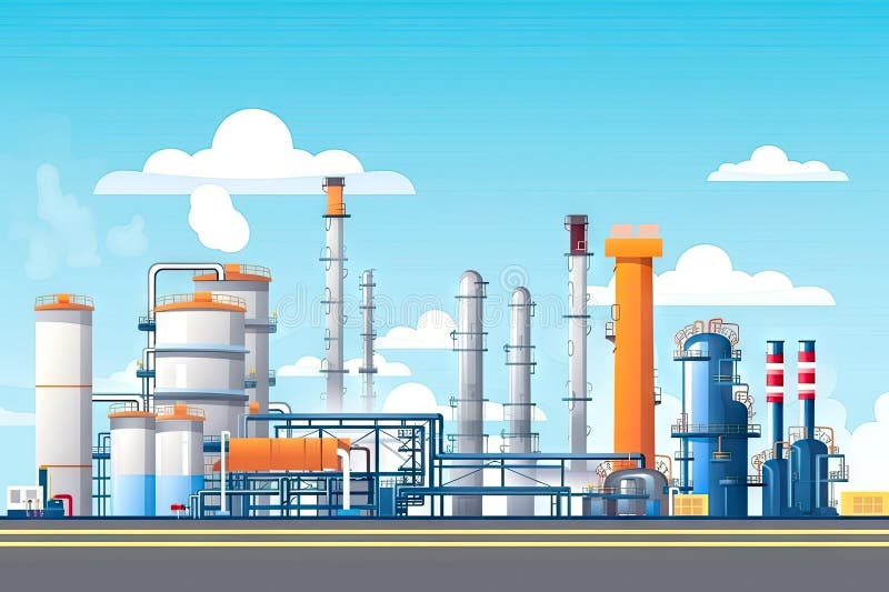 Refinery, Processing Oil into Gasoline and Other Products Stock ...