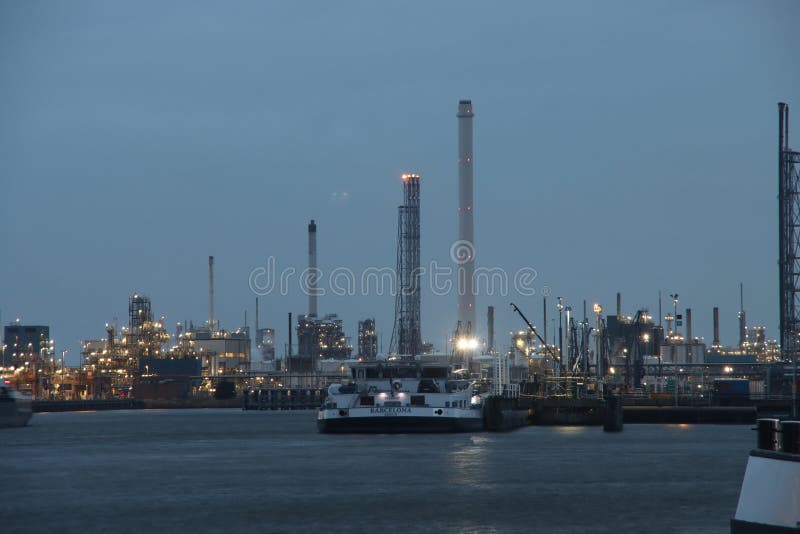 Refinery of Shell and Tanks of Mobil in the Pernis Harbor Rotterdam ...