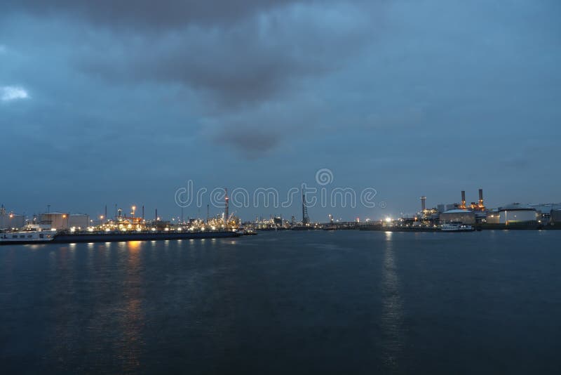 Refinery of Shell and Tanks of Mobil in the Pernis Harbor Rotterdam ...