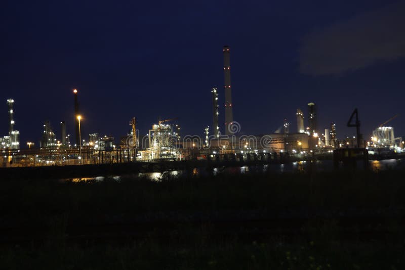Refinery of Shell and Tanks of Mobil in the Pernis Harbor Rotterdam ...