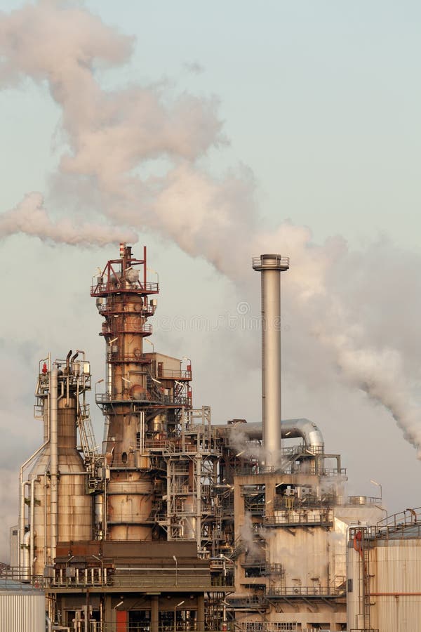 Oil refinery smoke stacks stock photo. Image of exhaust - 36157588
