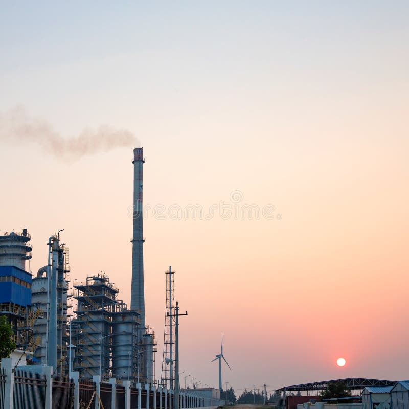 An oil refinery at sunset stock image. Image of night - 33693515