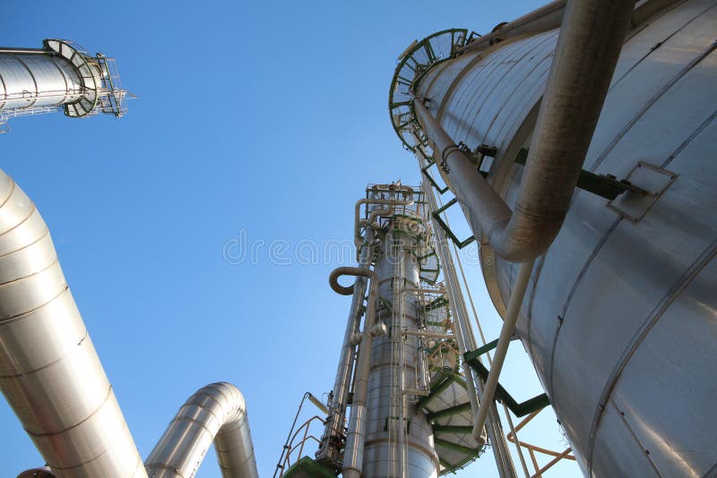 Refinery Tower with Blue Sky Stock Image - Image of industry, stack ...