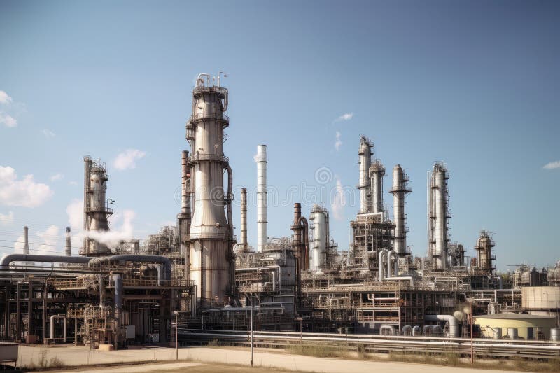 Refinery, with Towers and Columns Separating Different Compounds from ...