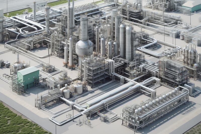 Refinery, with Various Types of Refined Products Flowing Out of the ...