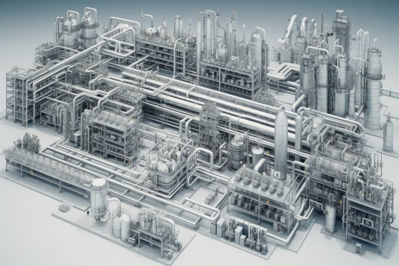 Refinery, with Various Types of Refined Products Flowing Out of the ...