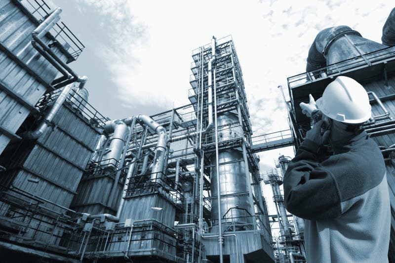 Refinery Workers and Oil Industry Stock Photo - Image of energy, plant ...