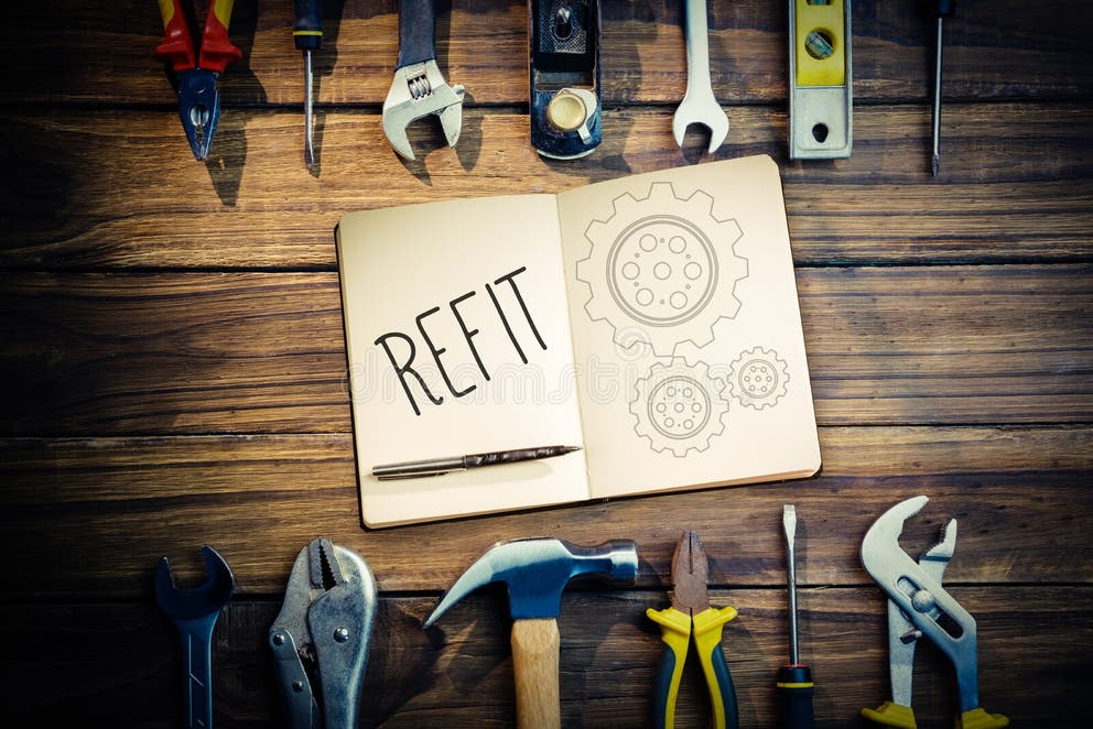 Refit against blueprint stock illustration. Illustration of design ...