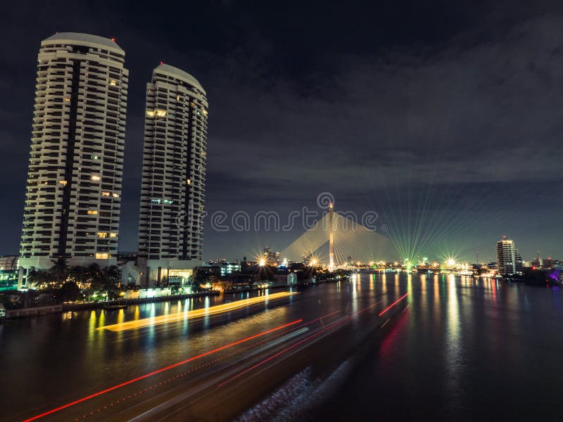 Reflect River Night Scene Light Stock Image - Image of light, scene ...
