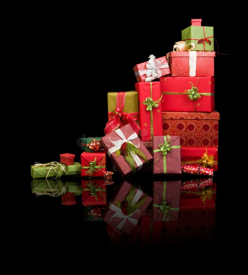 Colorful Stack of Christmas Presents Stock Image - Image of wrapped ...