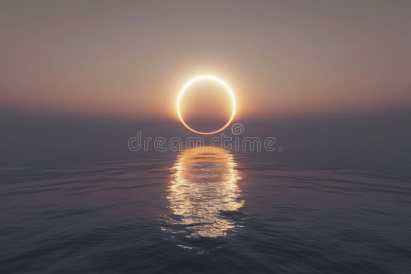 Reflected Eclipse on Calm Water Surface. Stock Photo - Image of ...