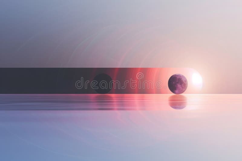 Reflected Eclipse on Calm Water Surface. Stock Image - Image of earth ...