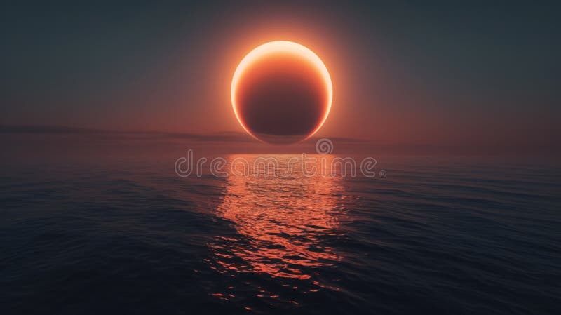 Reflected Eclipse on Calm Water Surface Stock Illustration ...