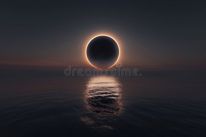Reflected Eclipse on Calm Water Surface Stock Illustration ...