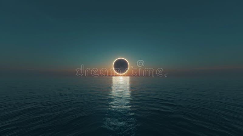 Reflected Eclipse on Calm Water Surface Stock Illustration ...