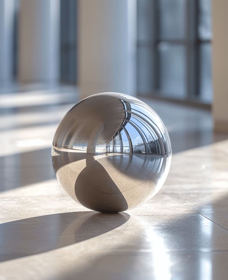 Reflected Glass Sphere with Modern Architectural Interior Stock Photo ...