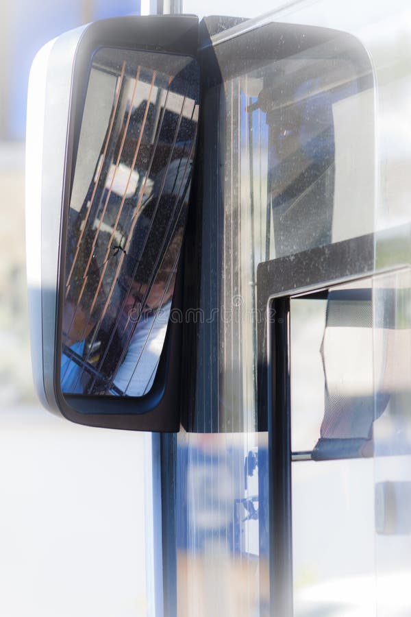 Reflected Image from the Mirror of a Bus Editorial Photo - Image of ...