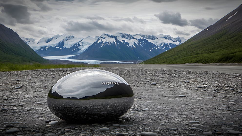 Reflected Landscape on a Metallic Surface Stock Illustration ...