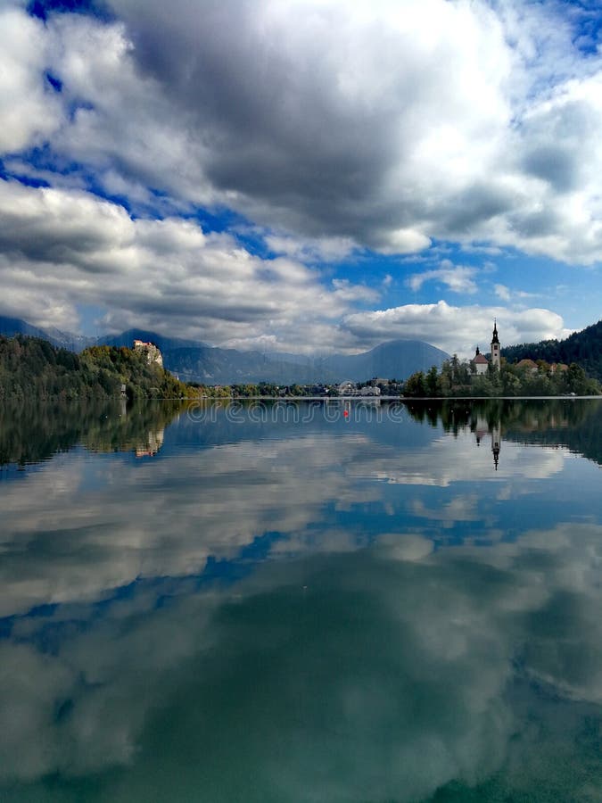 Reflected Light from Clouds, Mirror Effect on the Water. Stock Image ...