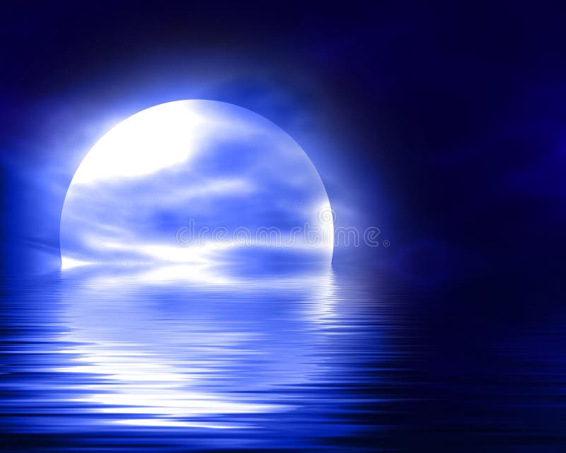 Night Blue Moon Landscape stock illustration. Illustration of heaven ...