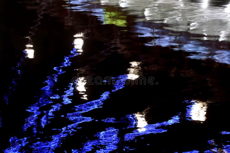 Reflected Night Lighting of the Bridge in the River Stock Image - Image ...