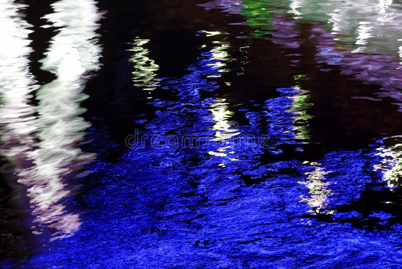 Reflected Night Lighting of the Bridge in the River Stock Photo - Image ...