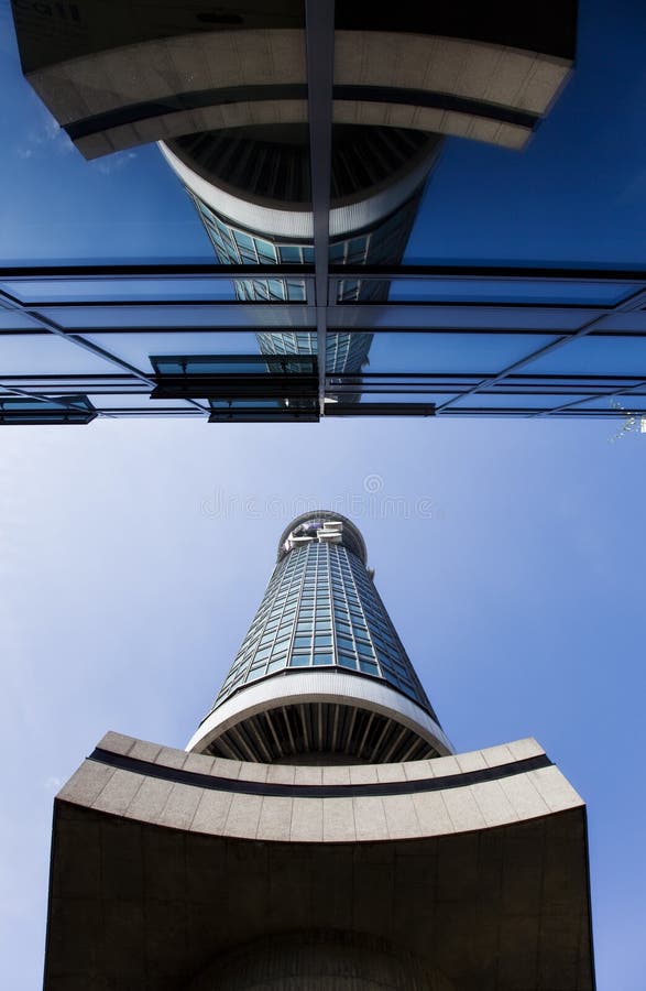 Reflected telecom tower stock image. Image of corporation - 10959835