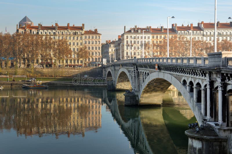 Reflecting Bridge in Lyon, France Editorial Image - Image of french ...