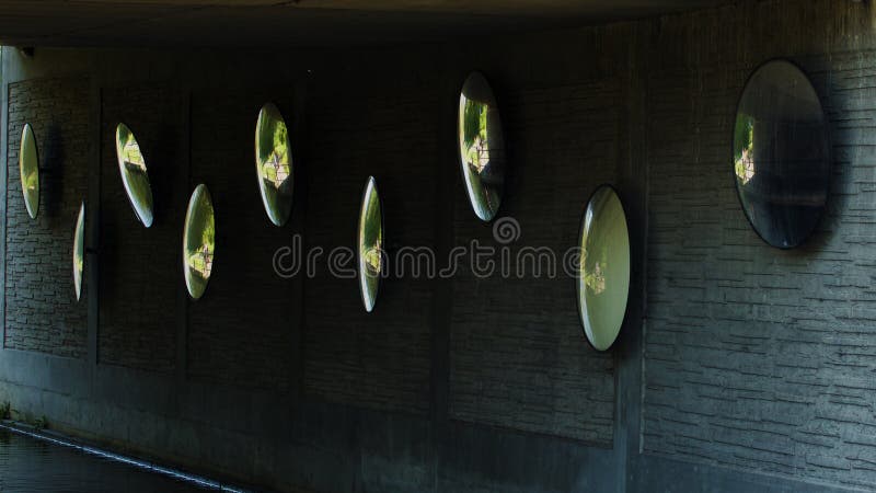 Reflecting Mirrors Under Bridge Over Canal. Stock Image - Image of ...