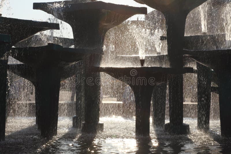 Reflecting Pool Fountain Creates Outdoor Stock Image - Image of city ...