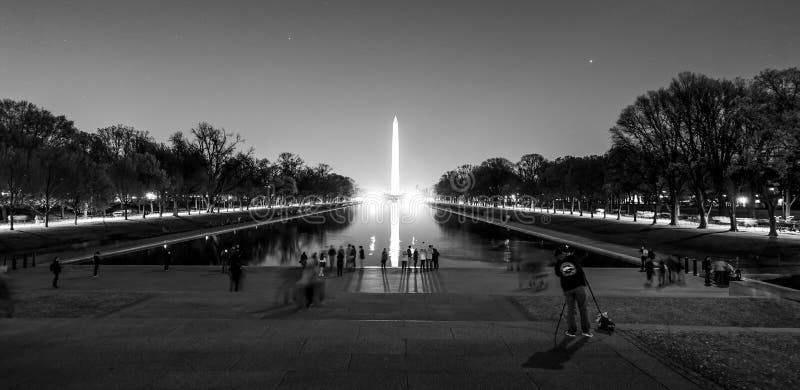 Reflecting Pool with Washington Monument at Night Stock Image - Image ...
