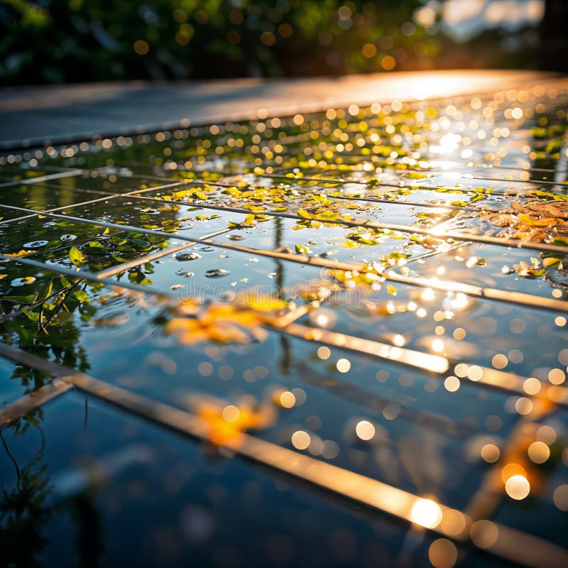 Reflecting Tranquility: Pool with Sunset Illumination, Generative Ai ...