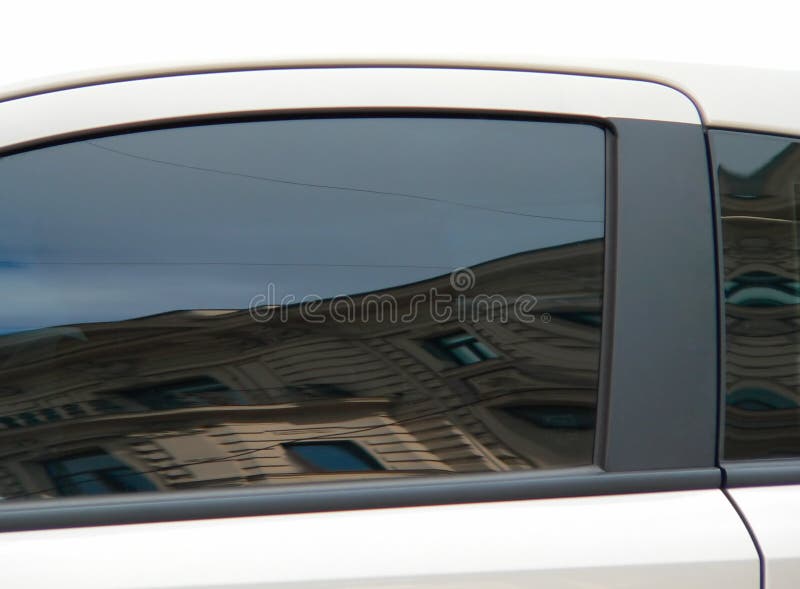 Back Window of a Car Parked on the Street in Summer Sunny Day, Rear ...